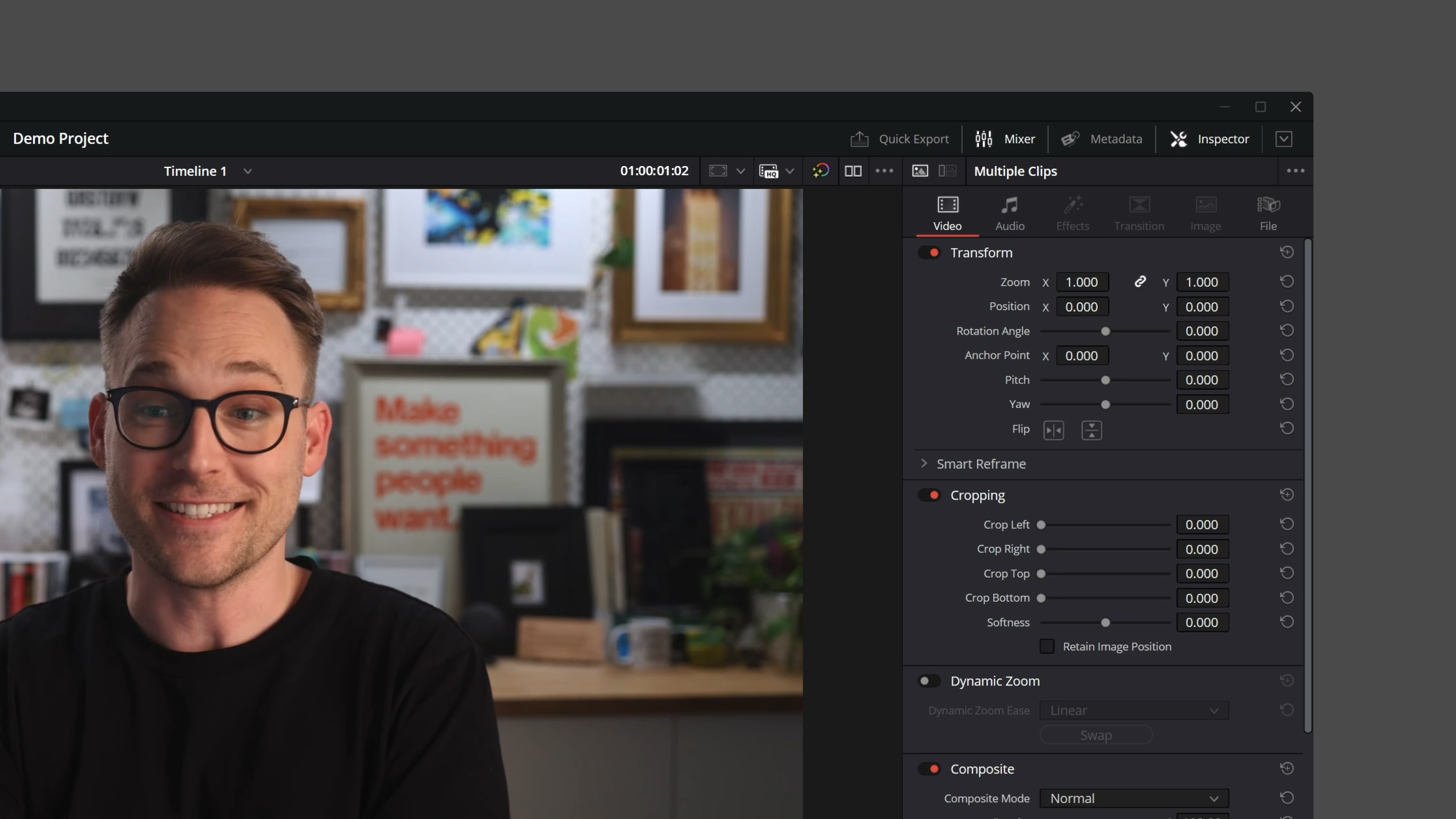 Adjusting the background - DaVinci Resolve for Screencasters
